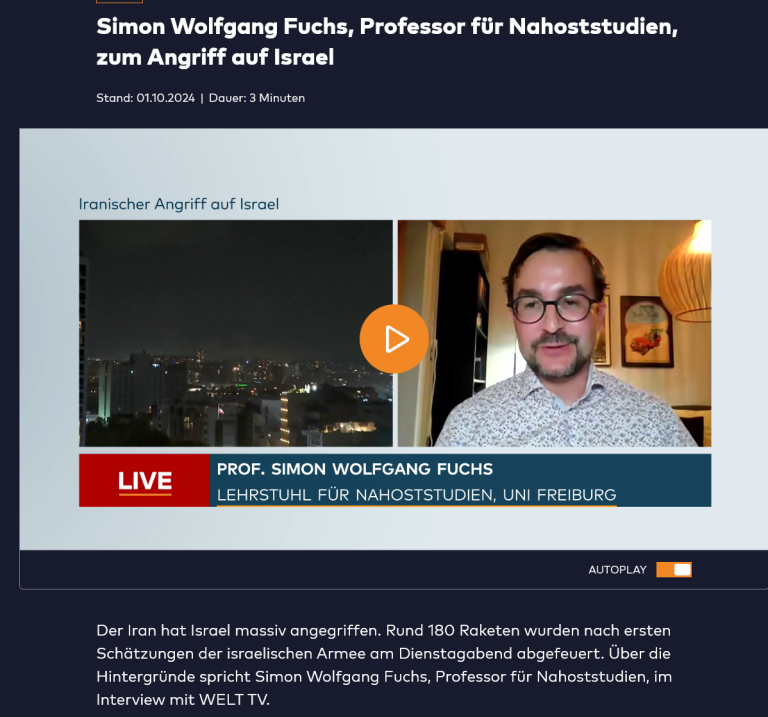 Interviews after the Iranian attack on Israel – Simon Wolfgang Fuchs